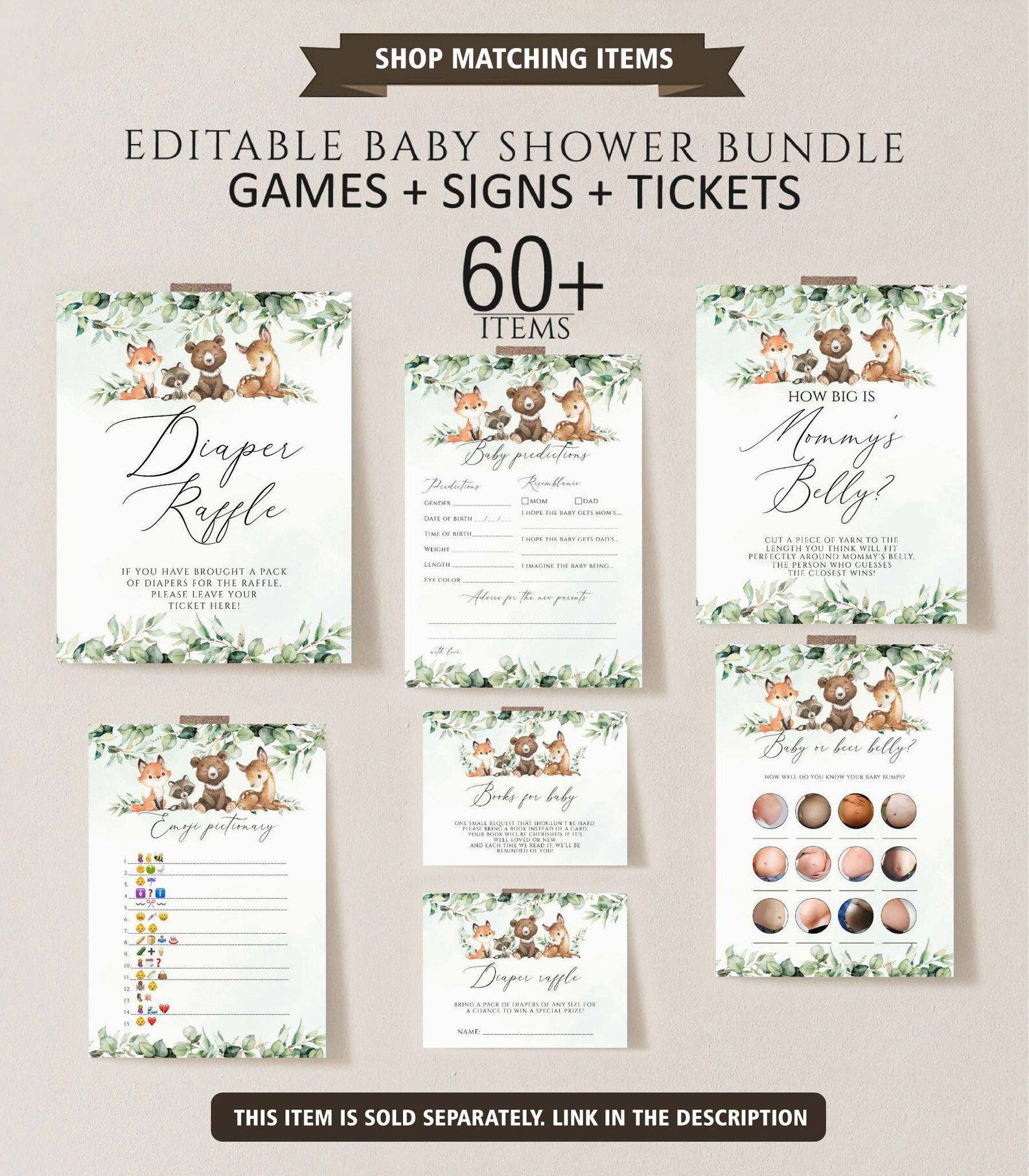 Printable Woodland Animals Centerpieces Woodland Baby Shower - Etsy