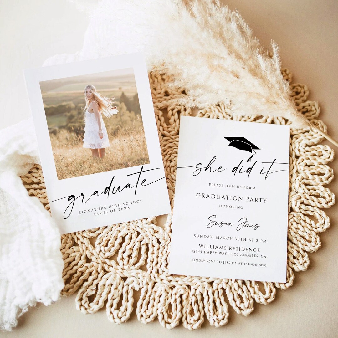 Modern Graduation Invitation, Simple Graduation Party Invitation ...