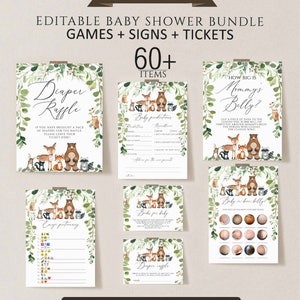 Woodland Baby Shower Bingo Game Cards (instant Digital Download) - Etsy