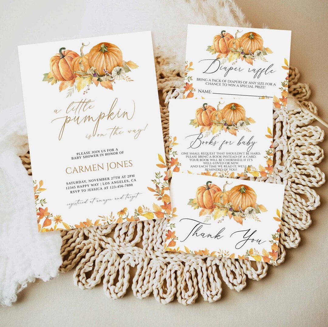 Pumpkin Baby Shower Invitation Set, Little Pumpkin Baby Shower ...