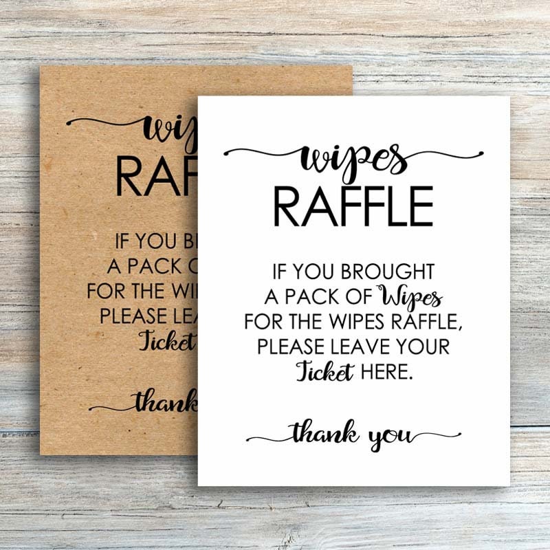 Wipes Raffle Ticket Printable Gender Neutral Diaper Raffle Tickets ...