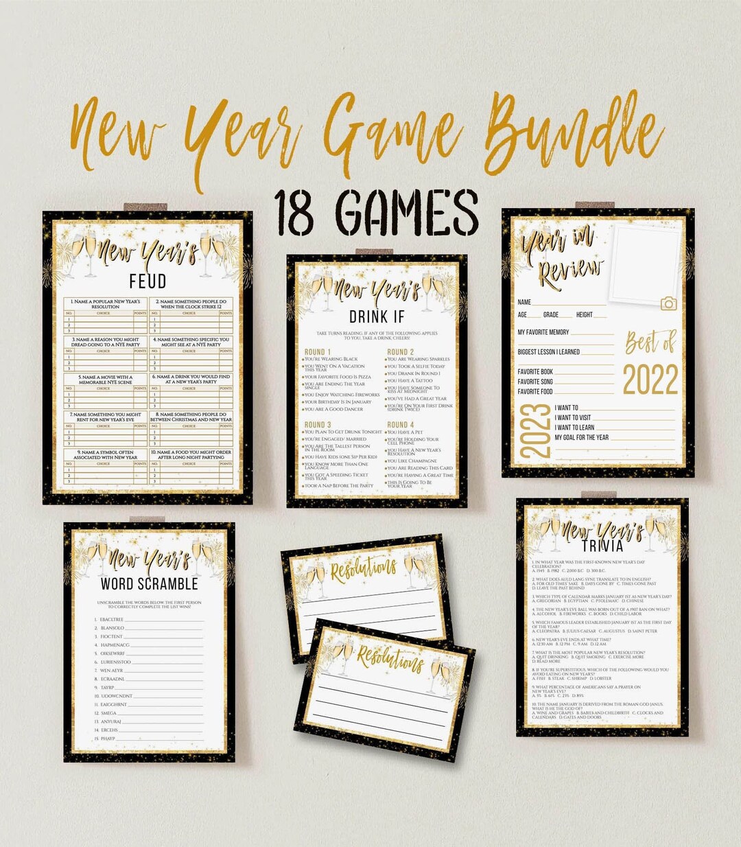 New Year's Eve Party Games Bundle, New Years Eve Games, New Years Games ...