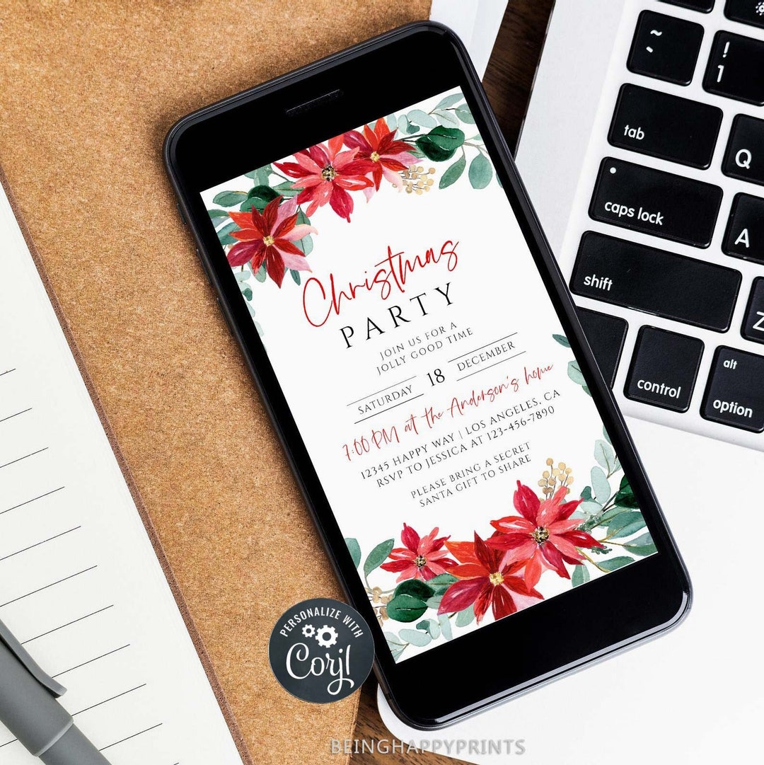 Christmas Party Evite, Christmas Party Invitation, Digital Christmas ...