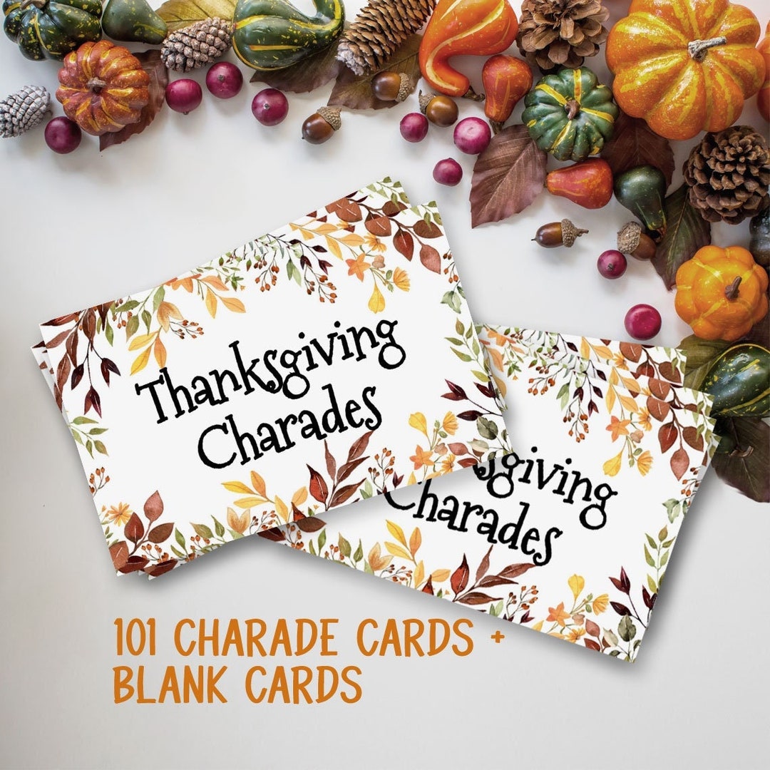 Thanksgiving Charades Game, Printable Thanksgiving Game, Thanksgiving ...