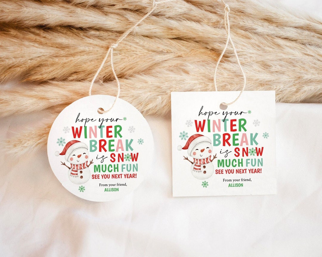 Printable Hope Your Winter Break is Snow Much Fun Gift Tag, Square or ...