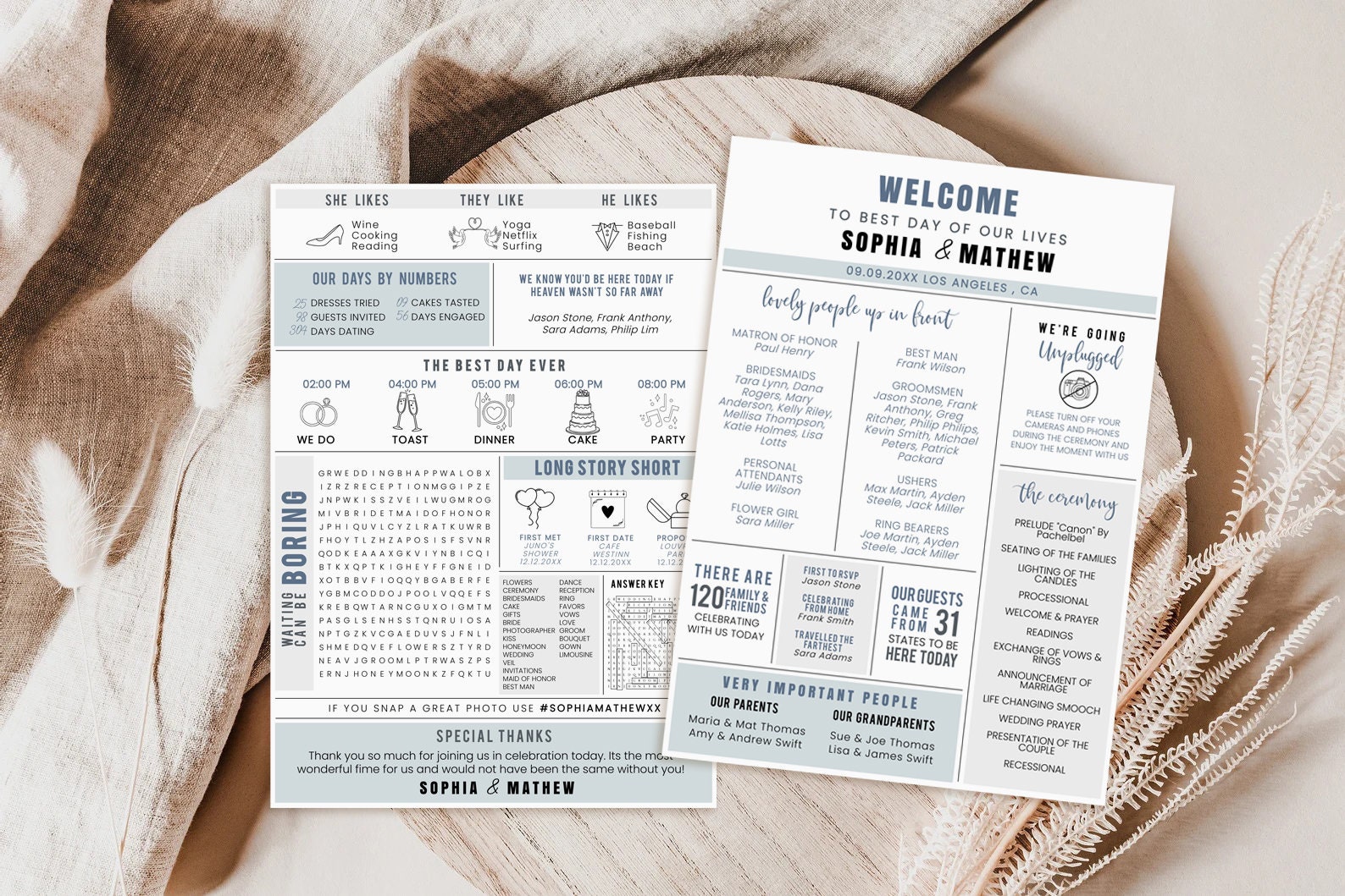 Printable Infographic Wedding Program Best Day Ever Ceremony - Etsy
