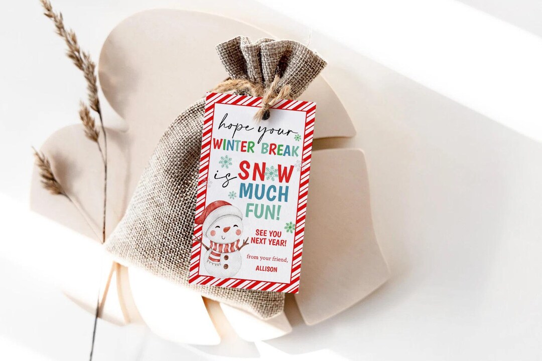 Hope Your Winter Break is Snow Much Fun Printable Gift Tag From Teacher ...
