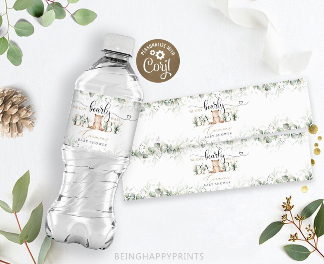 Teddy Bear Water Bottle Labels Woodland Bear Baby Shower Bottle Label ...