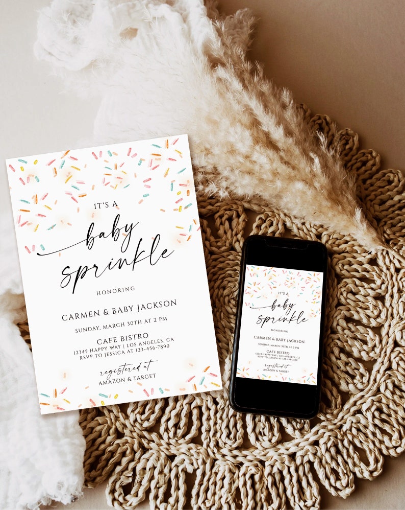 Editable Baby Sprinkle Shower Invitation Baby Shower Coed Shower Gender ...