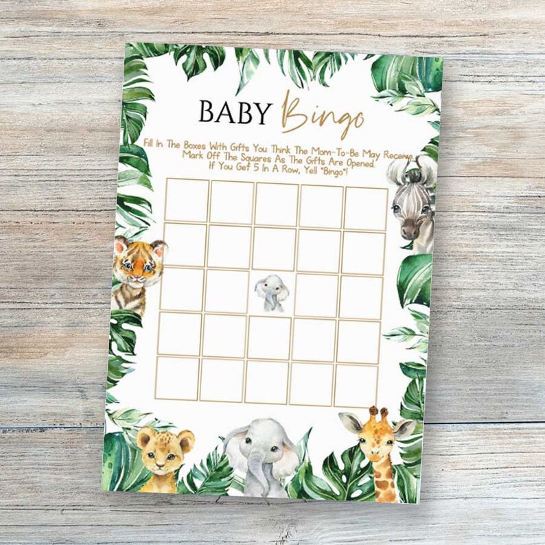 Safari Baby Shower Bingo Cards Printable Baby Shower Games - Etsy