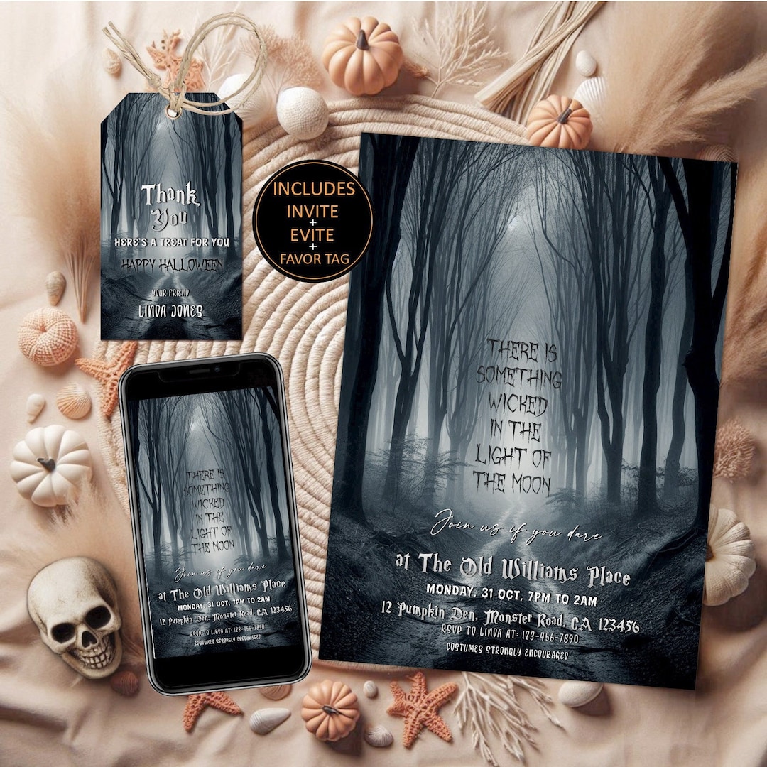 Editable Halloween Party Invitation Template, Halloween Birthday Invite ...