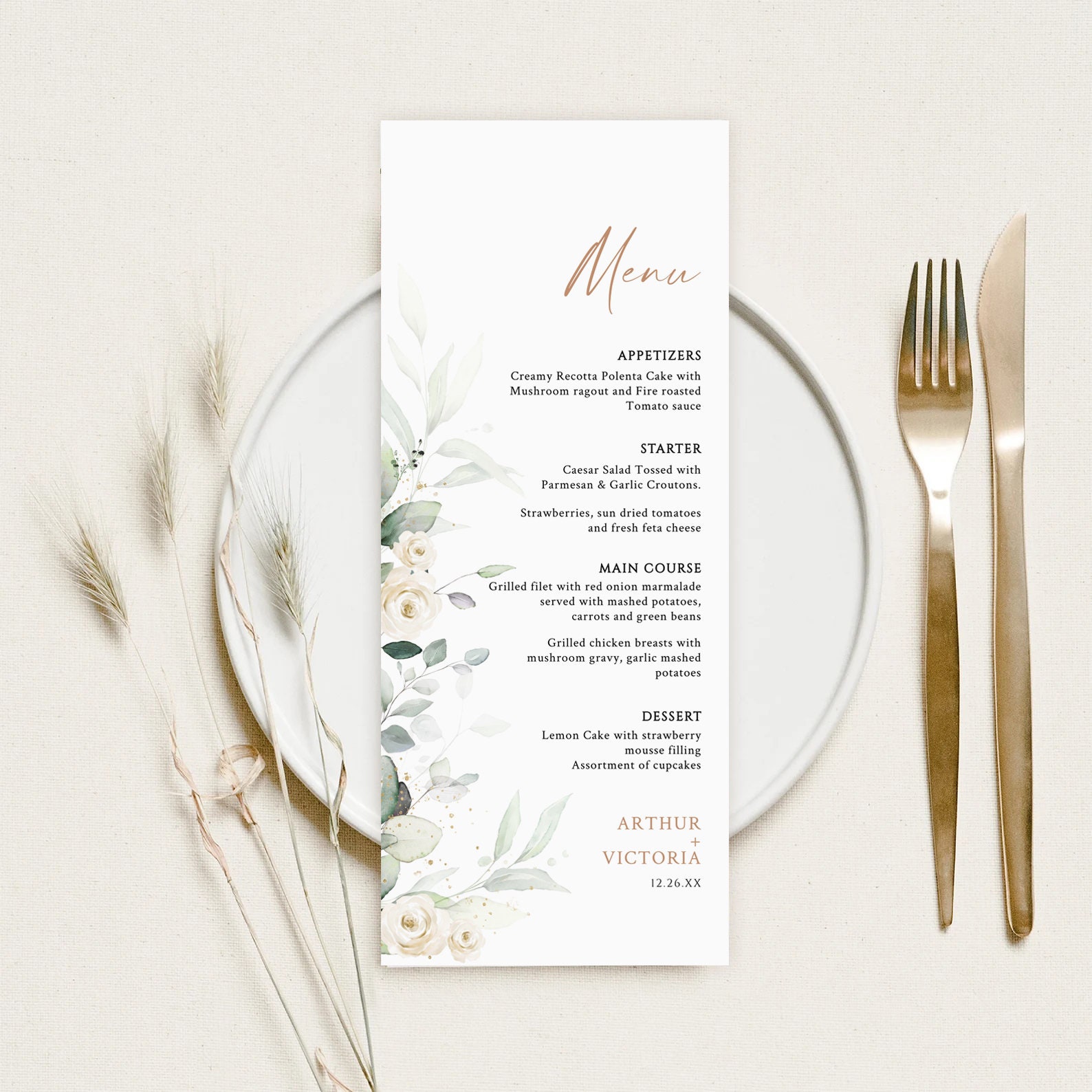 Menu Template Greenery Menu Template Eucalyptus Wedding Menu - Etsy Canada