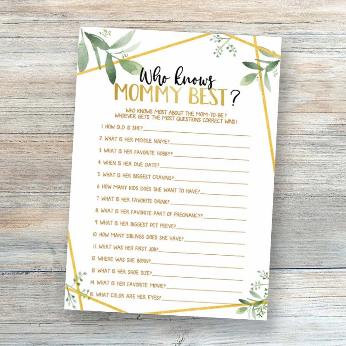 Who Knows Mommy Best Baby Shower Game Mommy to Be Quiz How | Etsy