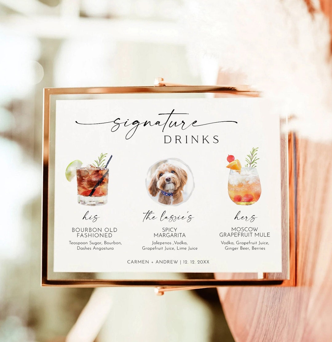 Dog Signature Drink Sign Pet Signature Cocktail Sign - Etsy