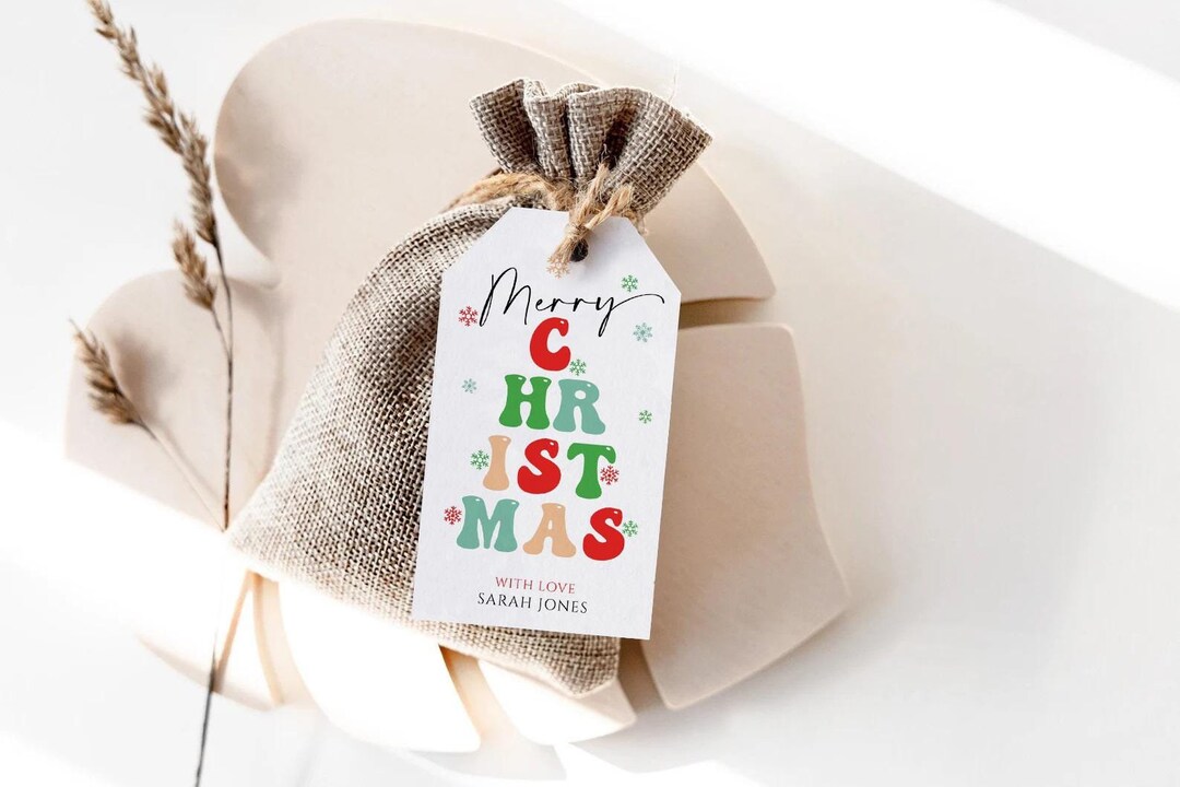 Printable Merry Christmas Gift Tag, Holiday Party Hostess Gift Tag ...