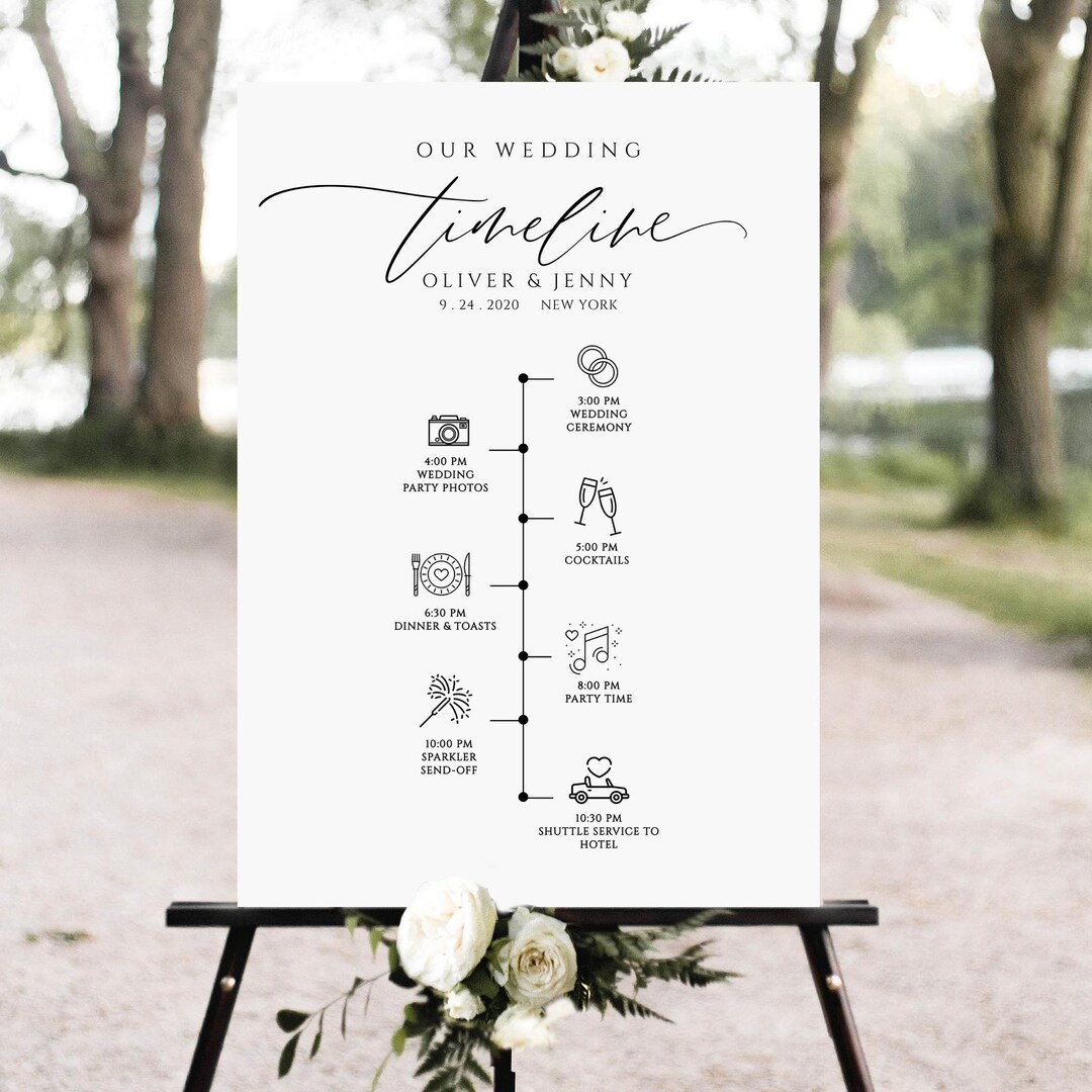 Wedding Timeline Sign Template, Modern Calligraphy, Wedding Itinerary ...