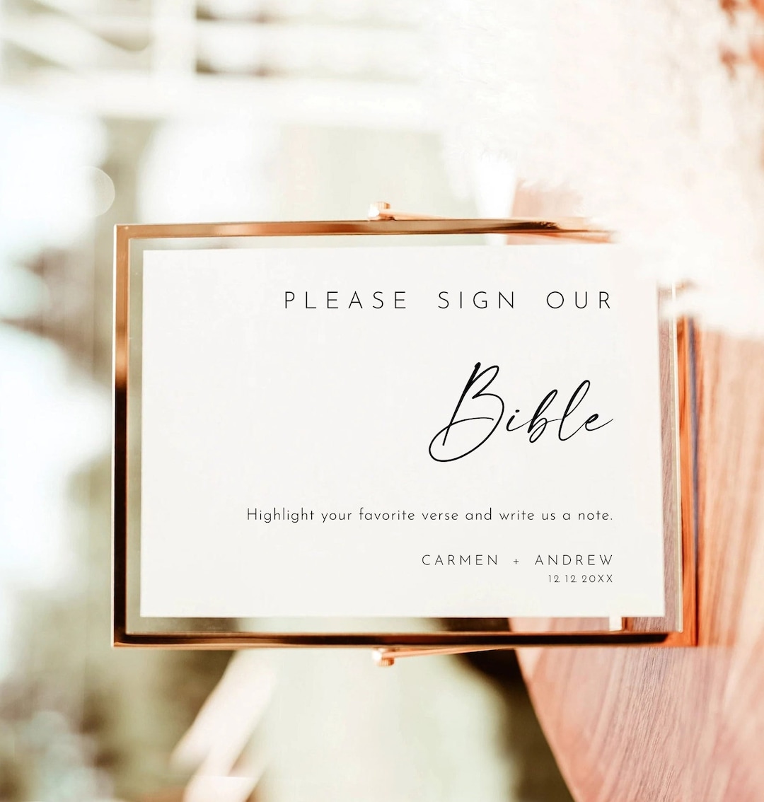 Please Sign Our Bible Wedding Signs Wedding Decor Sign - Etsy