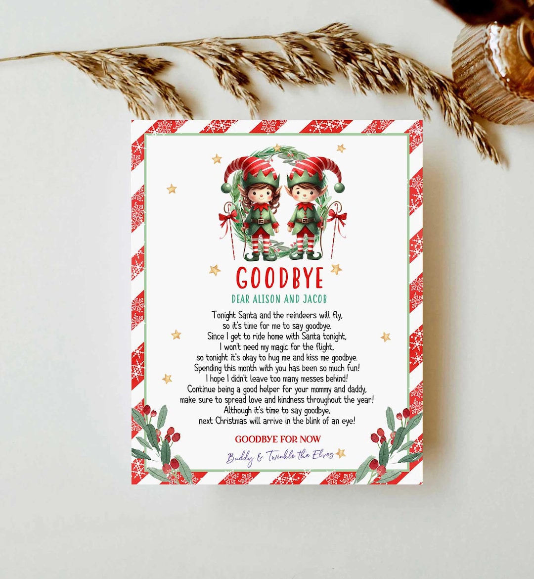 Editable Elf Farewell Letter, Elf Goodbye Letter, Elves Goodbye for Now ...