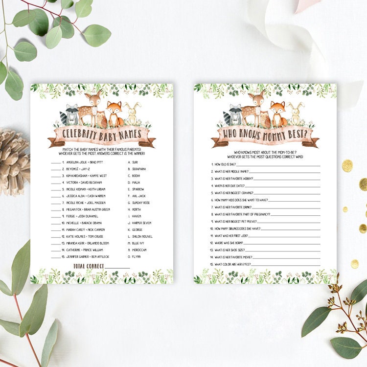 Woodland Baby Shower Games Bundle Rustic Baby Shower Games - Etsy