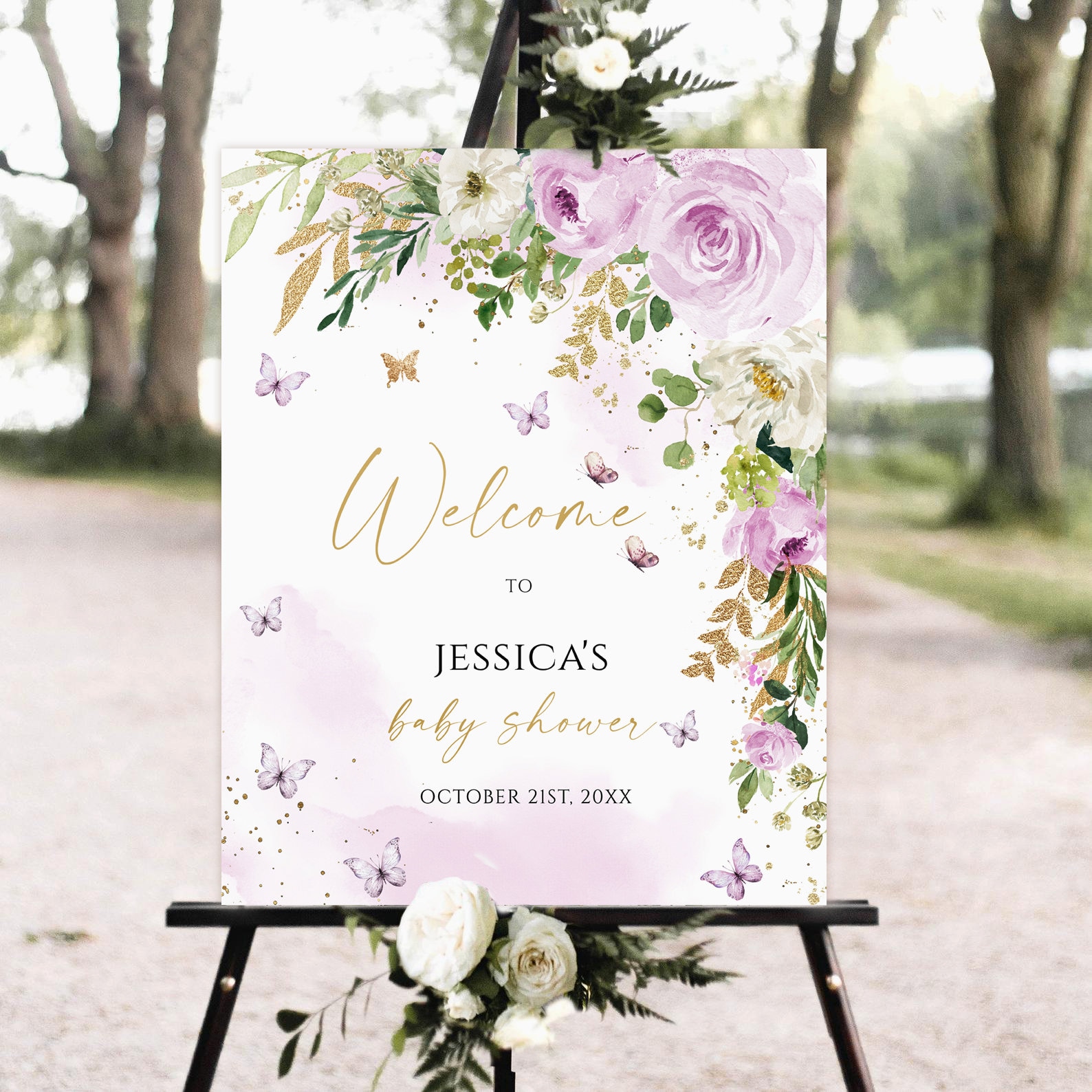 Butterfly Baby Shower Welcome Sign, Welcome Sign Printable, Baby Shower ...