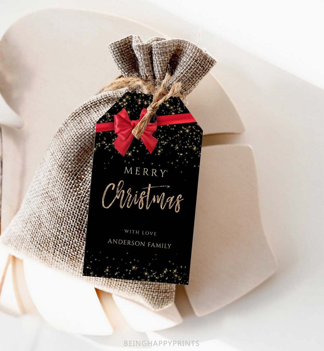 Editable Christmas Favor Tags Holiday Gift Tags Merry Christmas Holiday ...