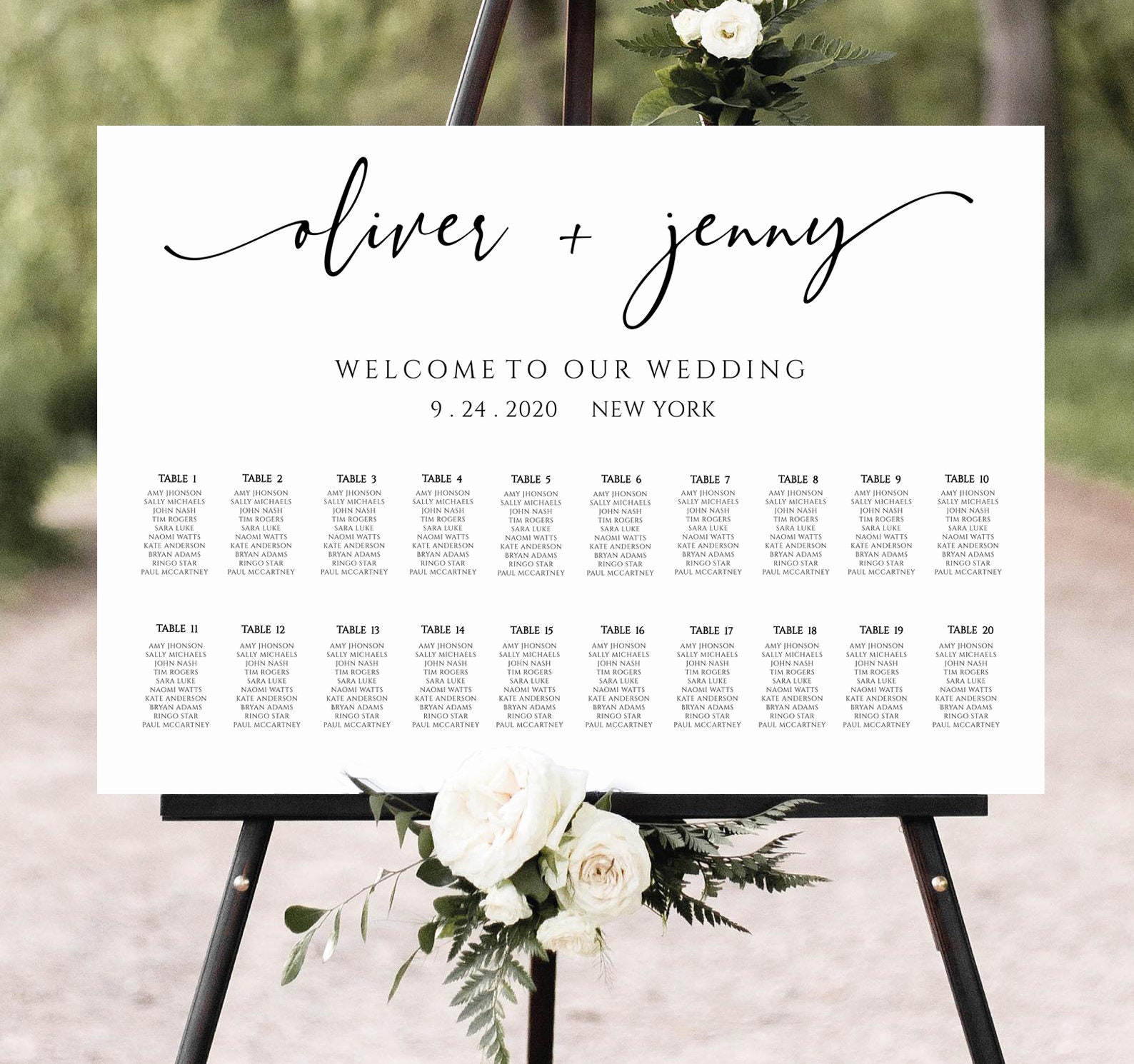 Seating chart Seating Plan Template Modern Calligraphy | Etsy