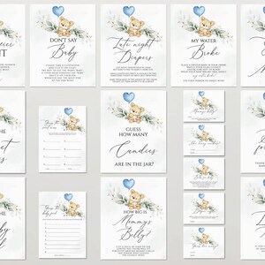 Teddy Bear Baby Shower Games Printable, Editable Baby Shower Games ...