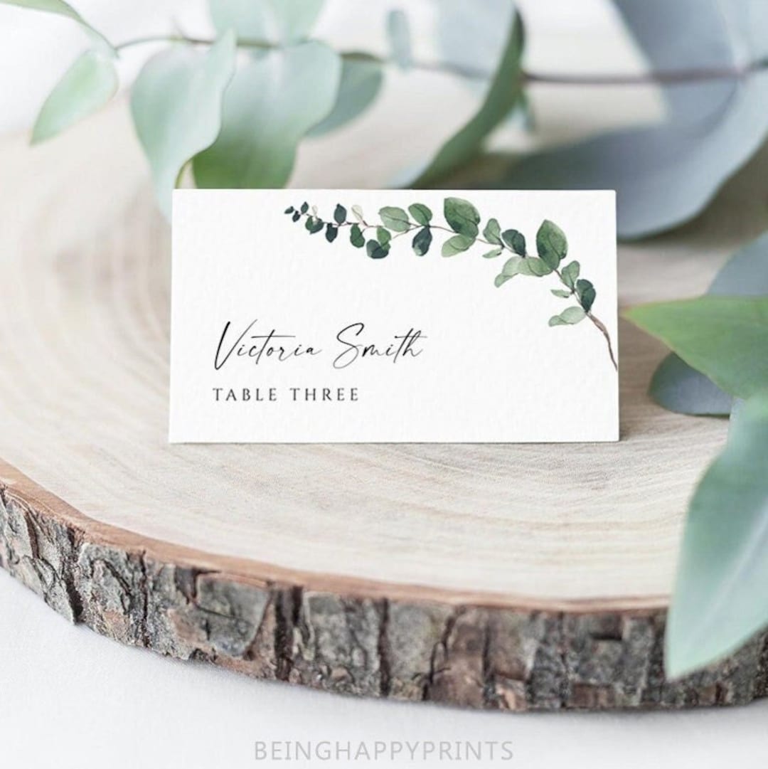 Eucalyptus Wedding Place Cards Template, Editable Printable (digital ...