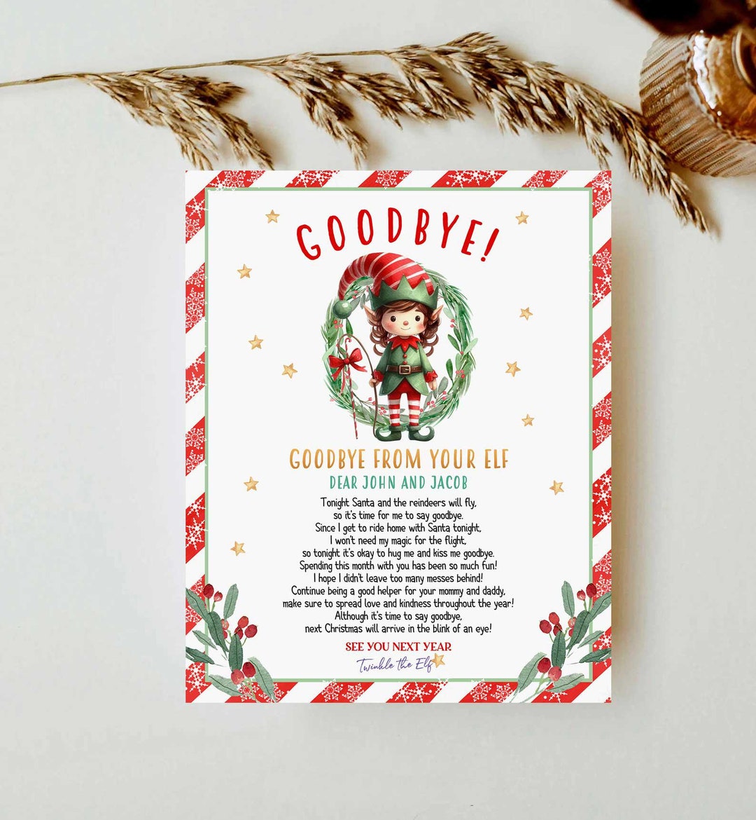 Editable Elf Farewell Letter, Elf Goodbye Letter, Elf Goodbye for Now ...