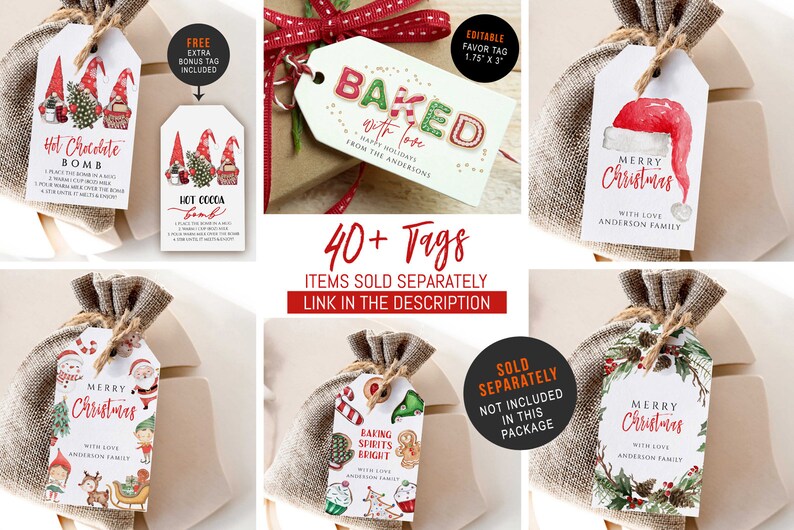 Christmas Tags Printable, Christmas Gift Tags, Holiday Favor Tags ...