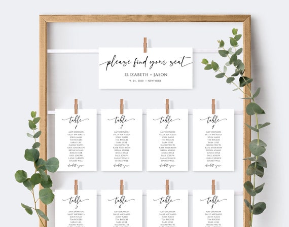 Wedding Seating Chart Cards Template Wedding Seating Cards - Etsy