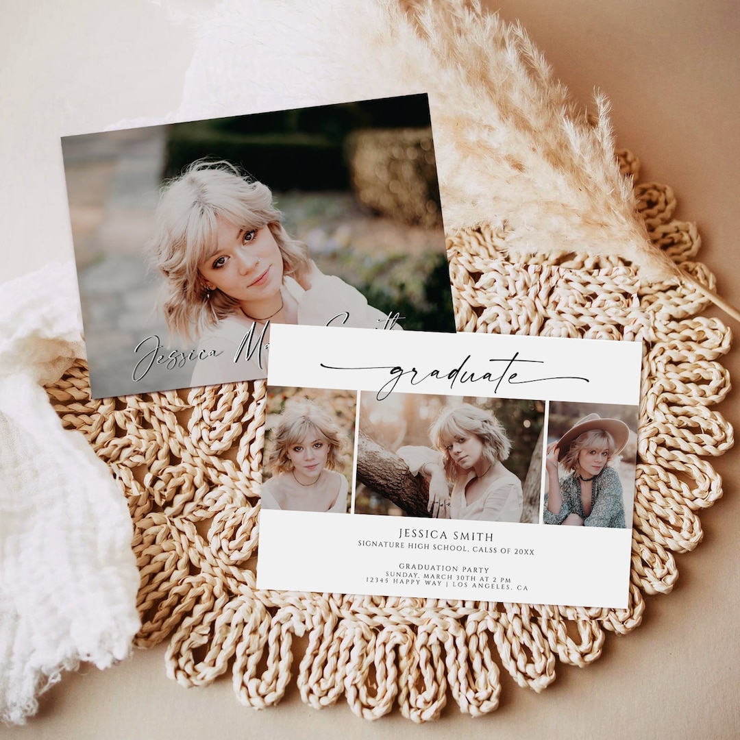 Graduation Announcement Card Template, Editable Graduation Card ...