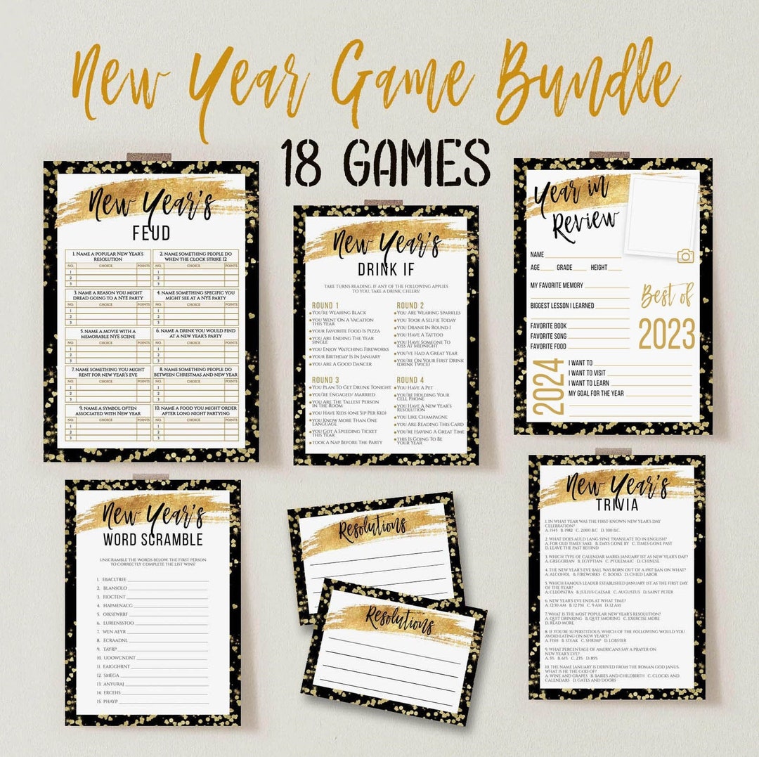 New Years Games Bundle, Printable New Years Party Games, New Years Eve ...