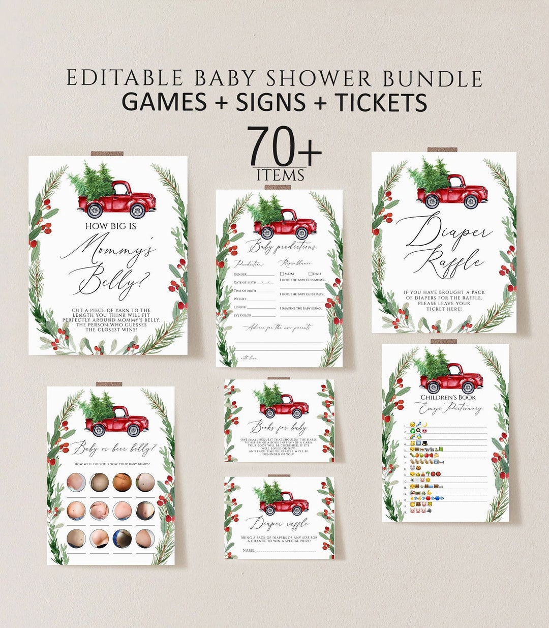 Christmas Baby Shower Games Bundle Winter Holiday Baby Shower Christmas ...