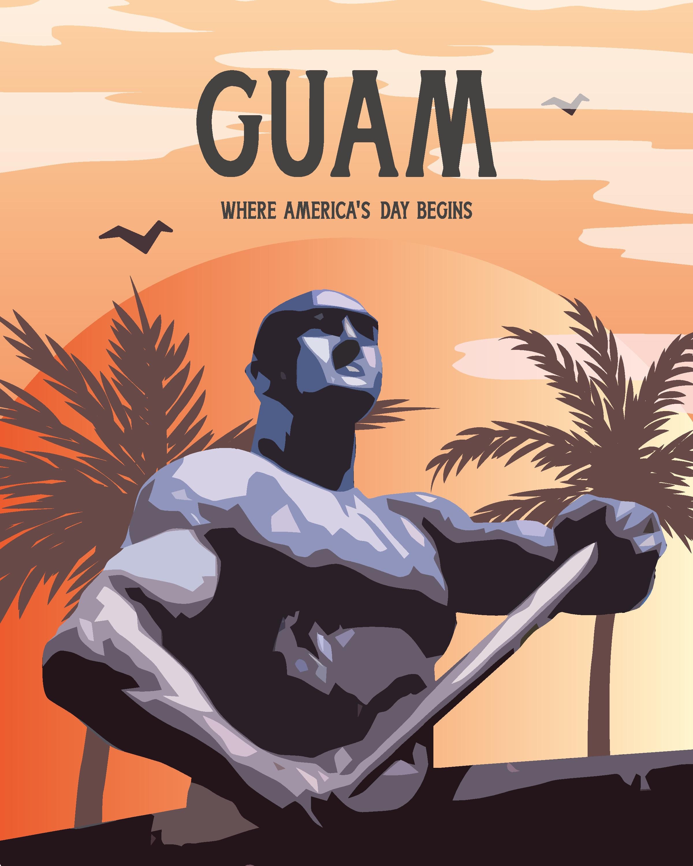 Chief Gadao Guam Digital Print in Orange. Size 16 by 20 Inch and 30 by ...