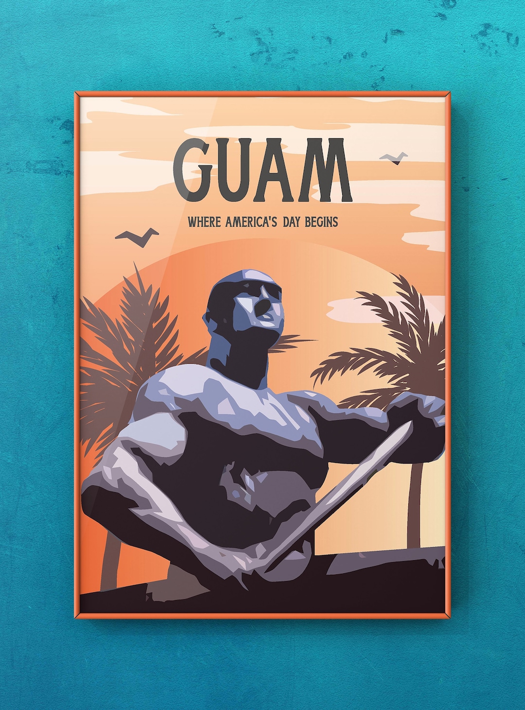 Chief Gadao Guam Digital Print in Orange. Size 16 by 20 Inch and 30 by ...