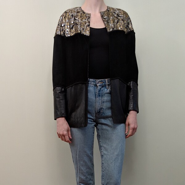 Sequin Leather Jacket - Etsy
