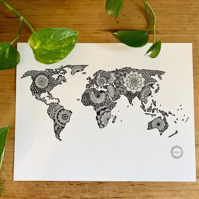 Mandala World Map - Etsy