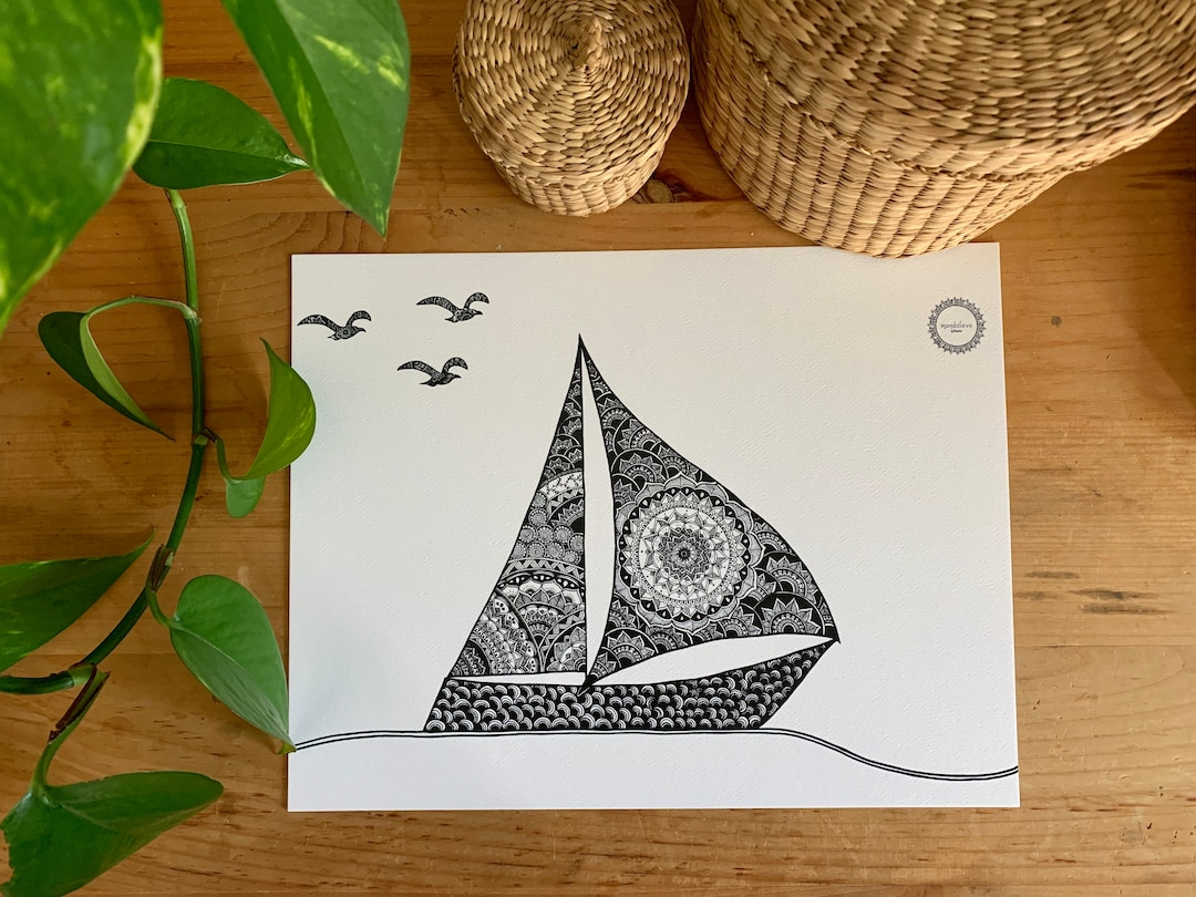 Mandalove Sailboat Poster, Framed Wall Decoration, Illustration by ...