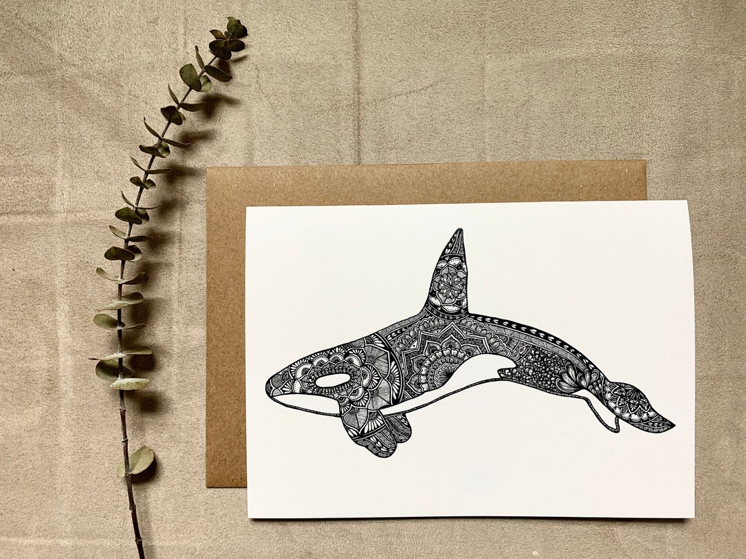 Orca Greeting Card, All-occasion Card, Orca Greeting Card, Mandalove by ...