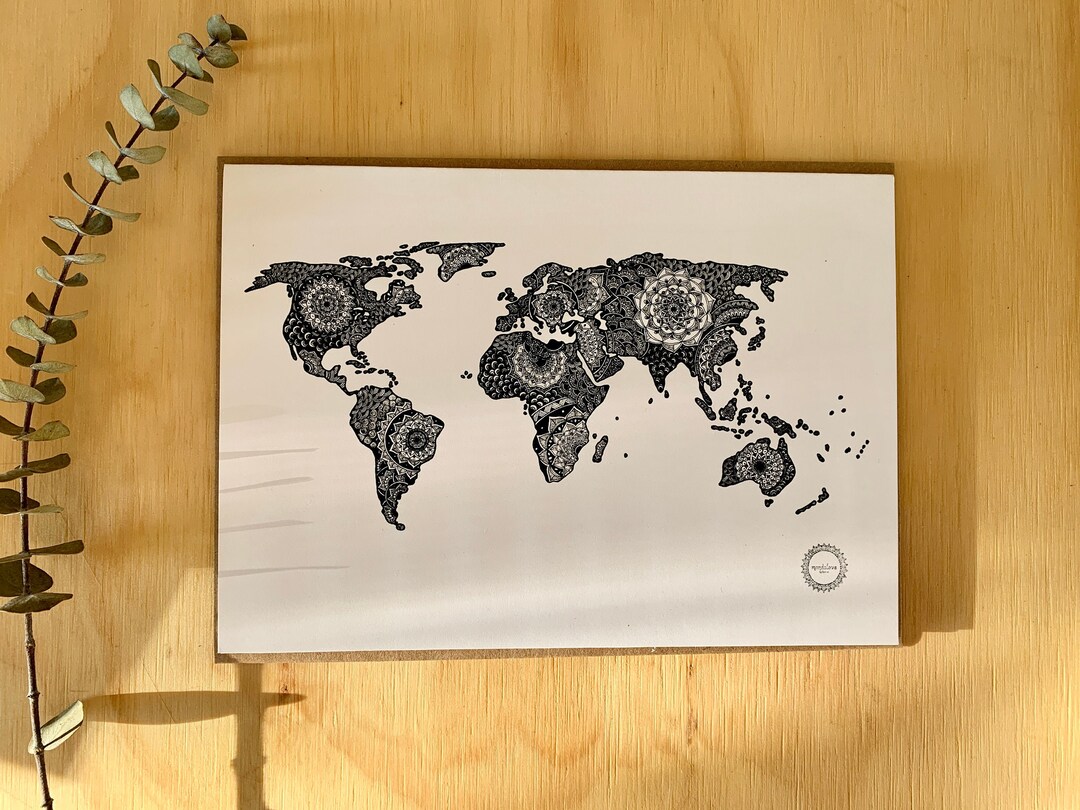 World Map Greeting Card, All-occasion Card, Worldmap Illustration by ...