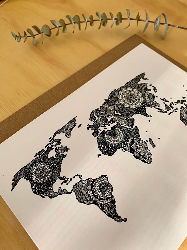World Map Greeting Card, All-occasion Card, Worldmap Illustration by ...