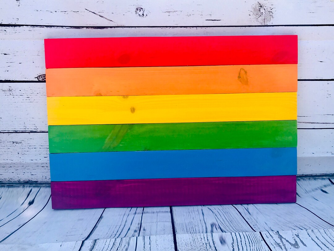 Wooden Pride Flag | Porch Decor | Pride Flag | LGBTQ Flag | Rainbow ...