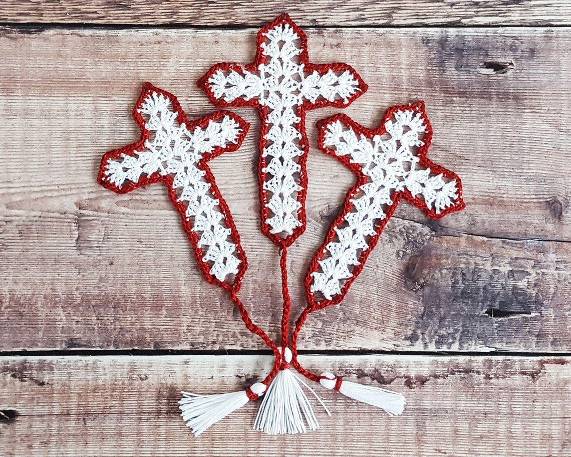 Cross Bookmark Crochet Crucifix Bookmark Communion Gift Religious Gift ...