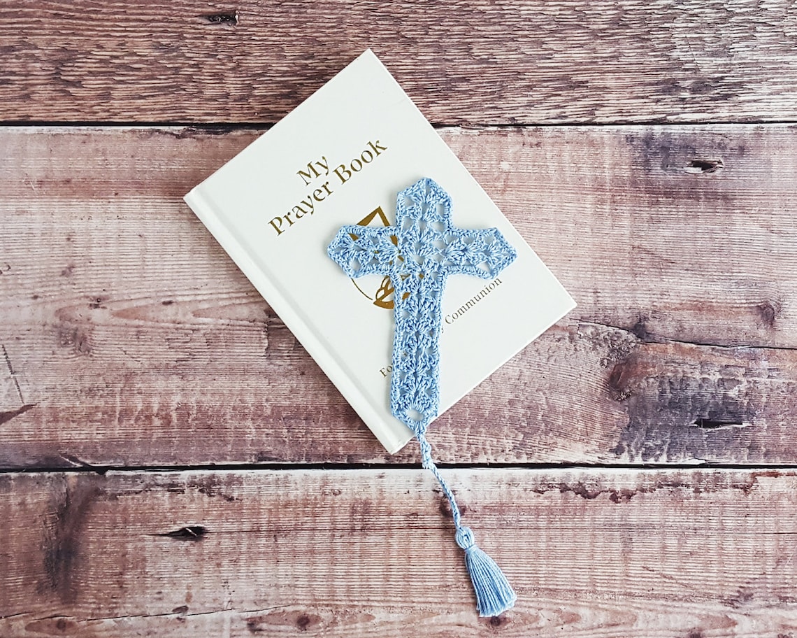 Cross Bookmark - Crochet Crucifix Bookmark- Communion Gift - Religious ...