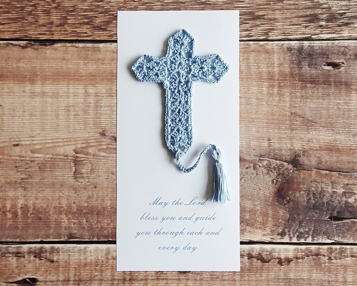 Cross Bookmark - Crochet Crucifix Bookmark- Communion Gift - Religious ...