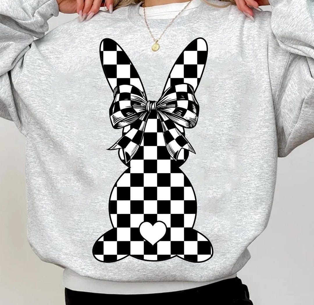 Checkerd Bunny (black &white) EASTER DESIGN - Etsy