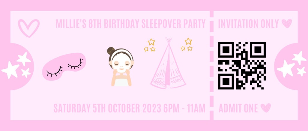 Birthday Sleepover Tickets, Sleepover Tickets, Sleepover Invitation ...