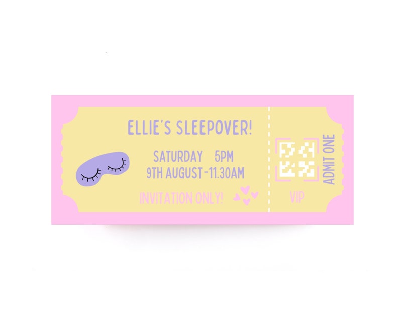 Sleepover Tickets, Sleepover Invitation, Editable Template, Printable ...