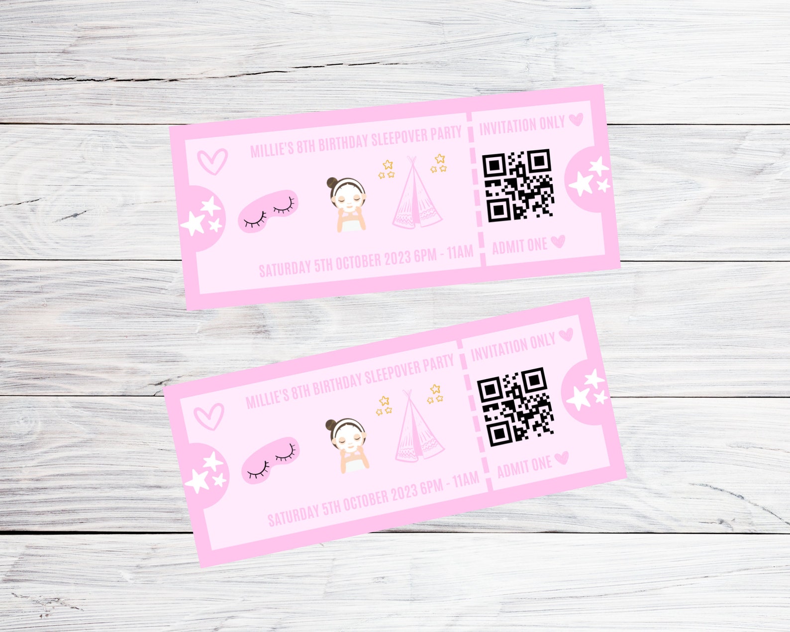 Birthday Sleepover Tickets, Sleepover Tickets, Sleepover Invitation ...